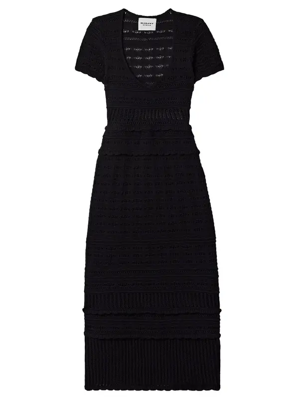 MARANT ETOILE Aurore Crocheted Cotton Midi Dress - Black