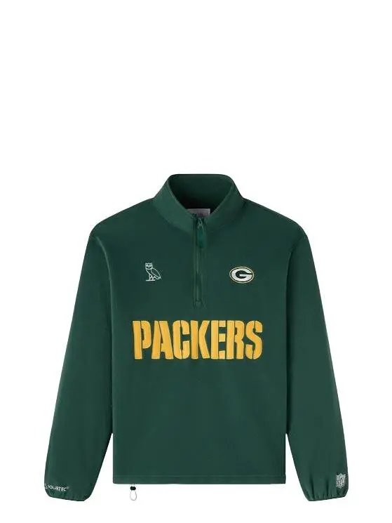 OVO X Nfl Bay Packers Polartec Mock Neck Quarter-zip Fleece - Green