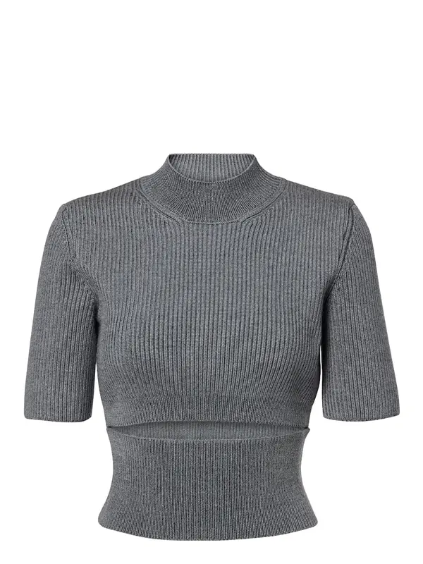 Alaïa Ribbed Wool-blend Top - Grey