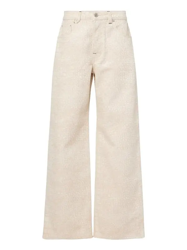 Jacquemus Croc-effect Wide-leg Jeans - Beige