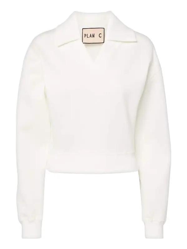 Plan C Cotton-blend Sweater - White