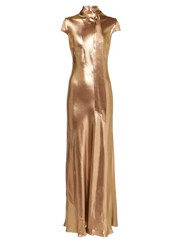 Galvan Solar Gaze Scarf-detail Gown - Gold