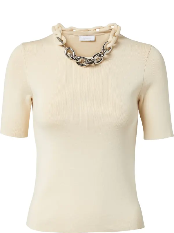 Rabanne Chain-detail Silk And Cotton-blend Top - Neutrals