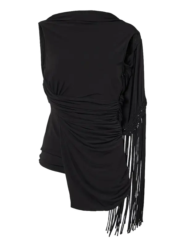 Faithfull The Brand Laon Draped Top With Macramé Trim - Black