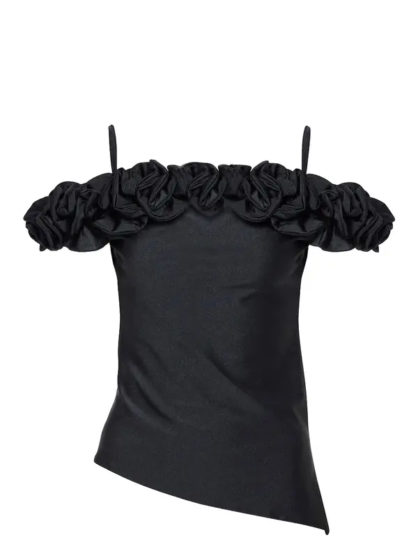 Coperni Ruffled Off-shoulder Top - Black