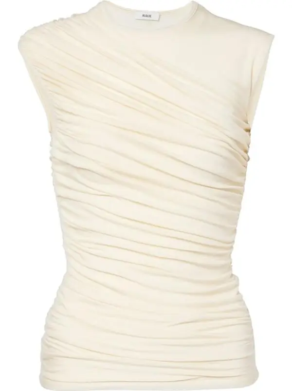 AGOLDE Ester Ruched Tank Top - Neutrals
