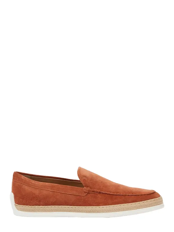 TOD'S Jute-trimmed Suede Slip-on Shoes - Brown