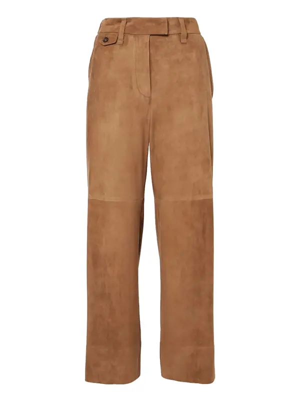 Brunello Cucinelli Suede Wide-leg Pants - Brown