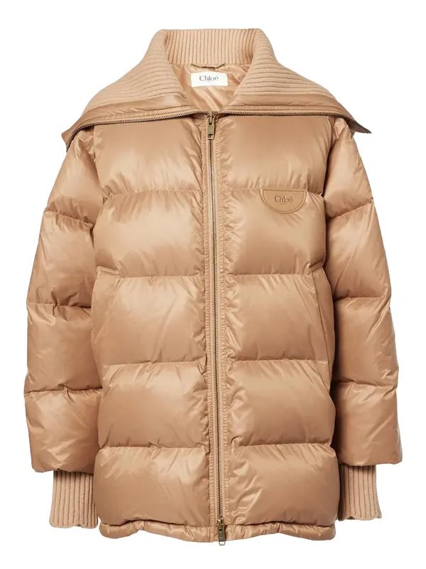 Chloé Oversized Quilted Down Jacket - Beige