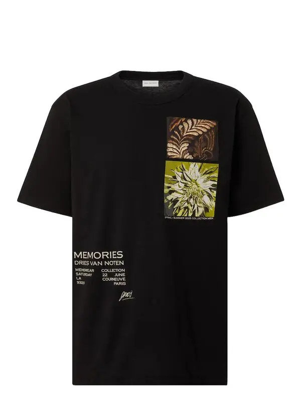 Dries Van Noten Printed Cotton Jersey T-shirt - Black