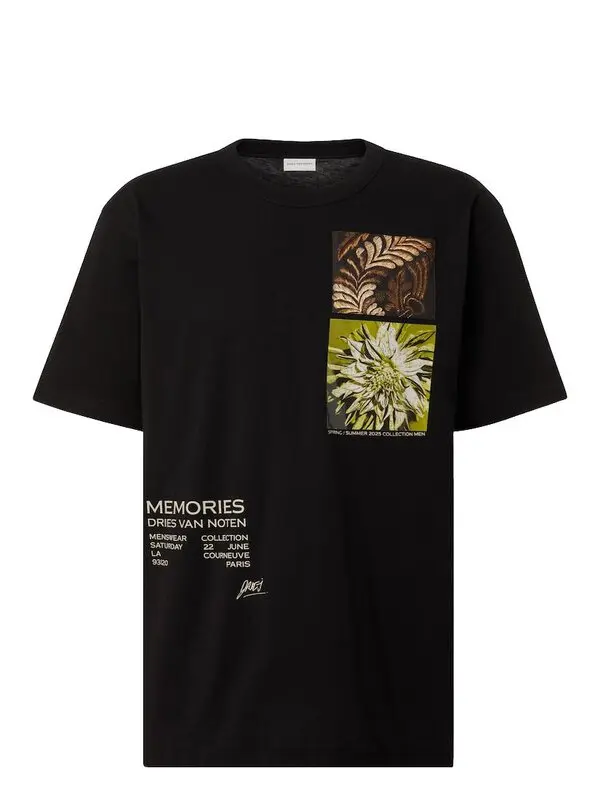 Dries Van Noten Printed Cotton Jersey T-shirt - Black