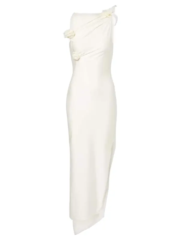 Coperni Embroidered Asymmetric Maxi Dress - White