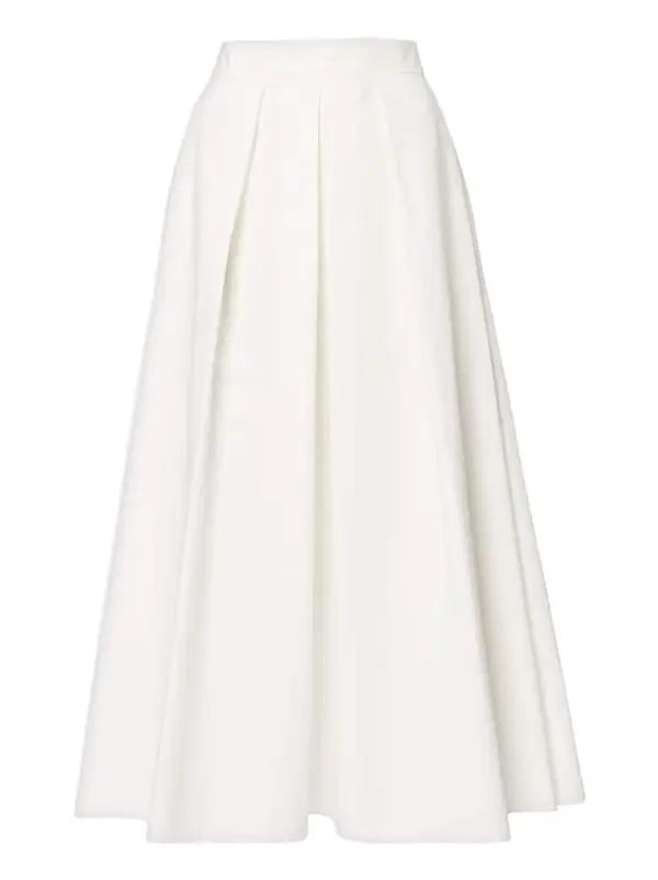 Elie Saab Cotton Popeline Midi Skirt - White