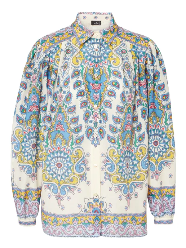 Etro Paisley Cotton And Silk Shirt - Blue