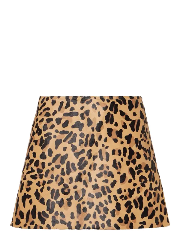 Alaïa Leopard-print Calf Hair Miniskirt - Brown