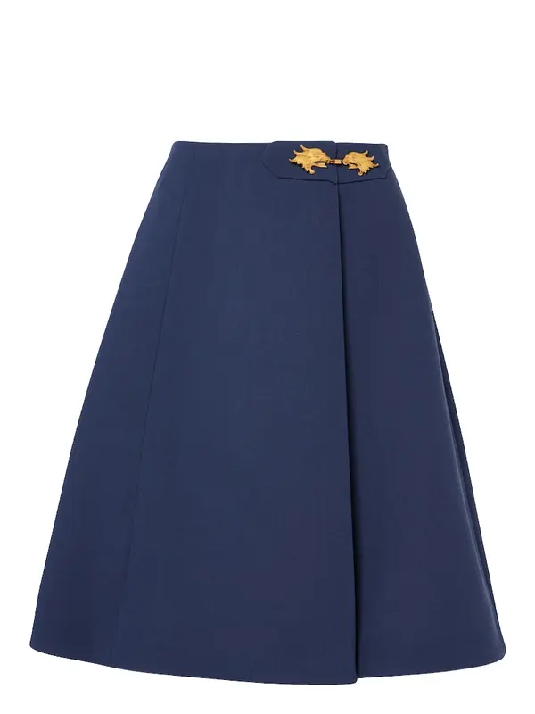 Valentino Garavani Virgin Wool Crêpe Midi Skirt - Blue