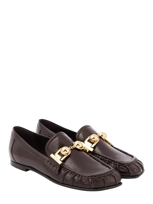 Chloé Miles Embellished Leather Loafers - Brown