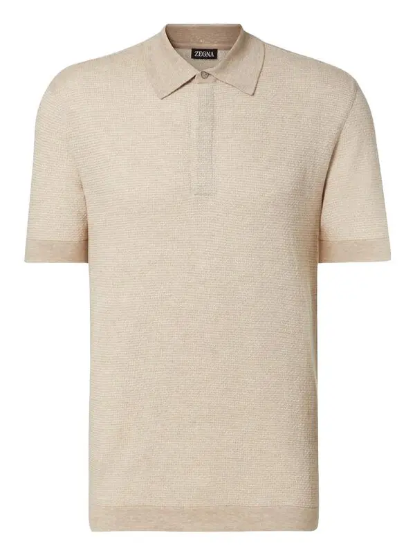 Zegna Cotton, Linen, And Silk Polo Shirt - Beige