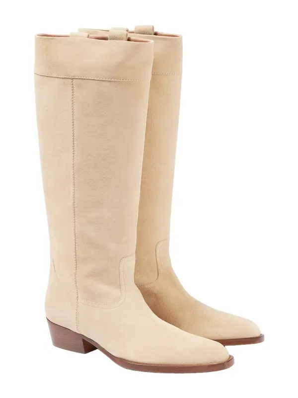 Paris Texas Helena 35 Suede Cowboy Boots - Beige