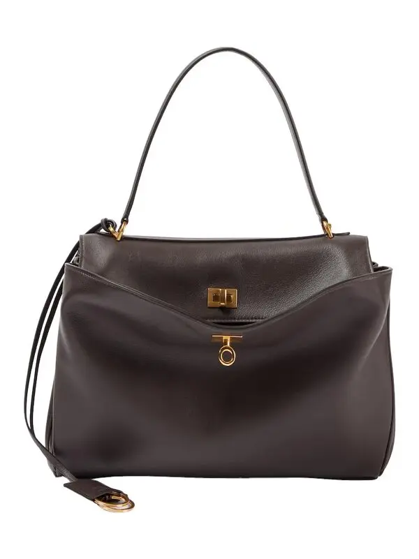 Balenciaga Rodeo Medium Leather Tote Bag - Brown