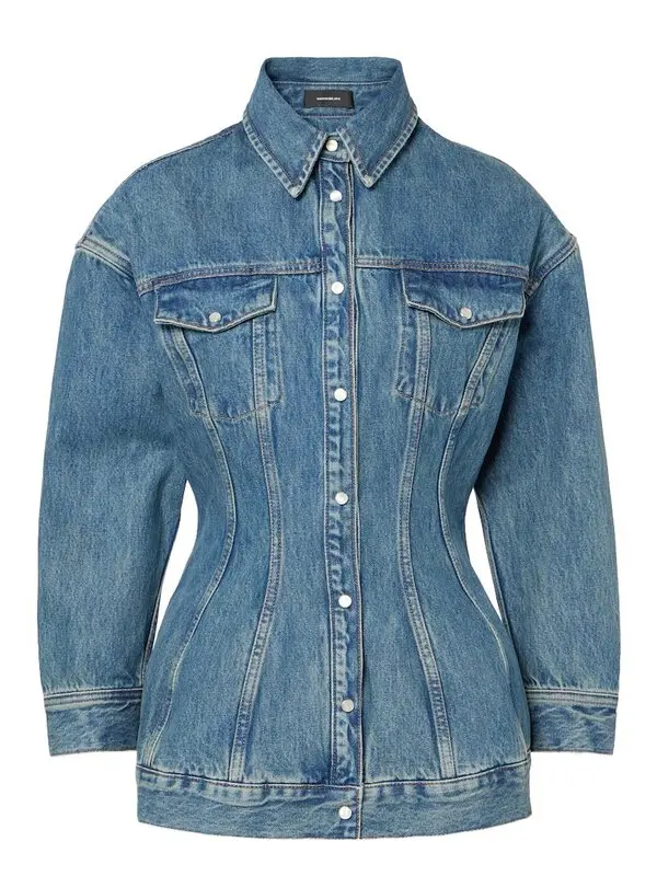 Wardrobe.NYC Denim Trucker Jacket - Blue