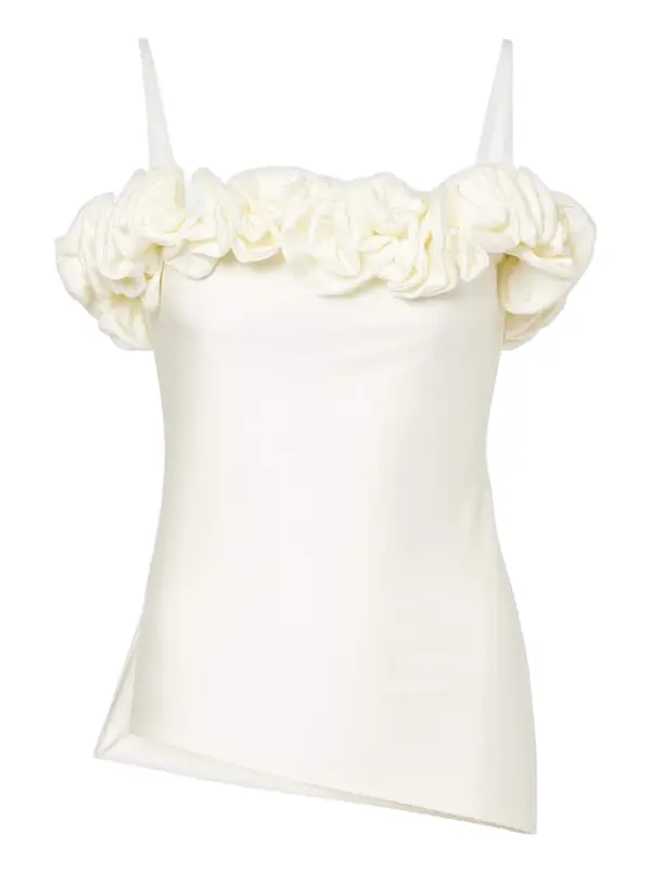 Coperni Ruffled Off-shoulder Top - White