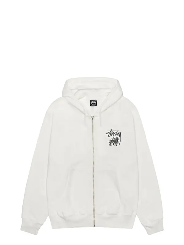 StÜssy Rasta Lion Zip Pigment Dyed Hoodie - Natural