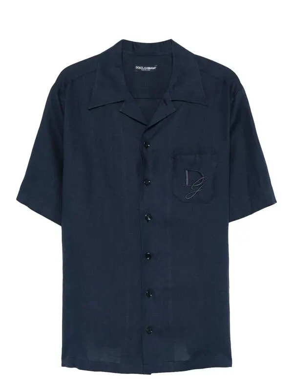 Dolce & Gabbana Logo-embroidered Shirt - Blue