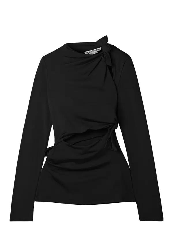 Acne Studios Cutout Knotted Ruched Top - Black