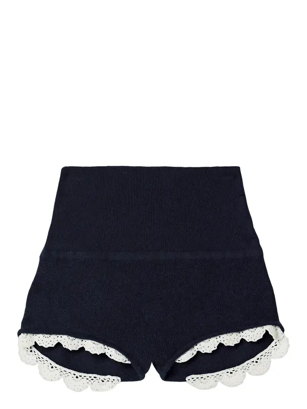 Magda Butrym Crochet-trimmed Cashmere Shorts - Blue