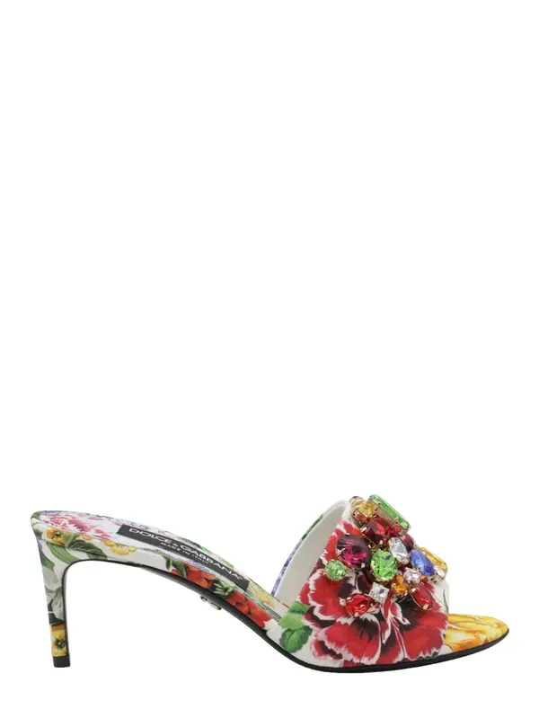 Dolce & Gabbana Floral Embellished Sandals - Red