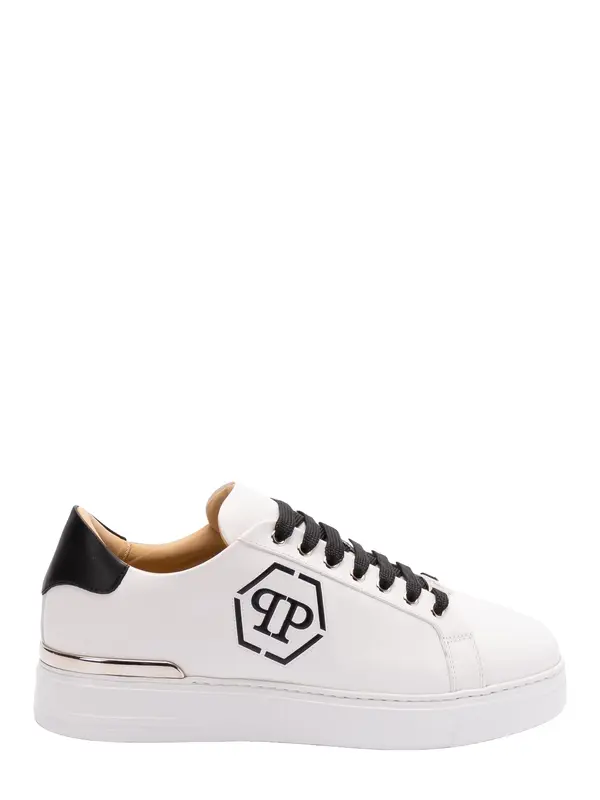 Philipp Plein Embossed Leather Trainers - White