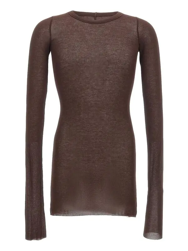 Rick Owens Ribbed T-shirt - Brown