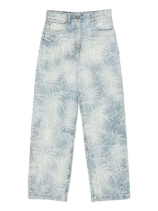 Palm Angels Jacquard Straight Leg Jeans - Blue
