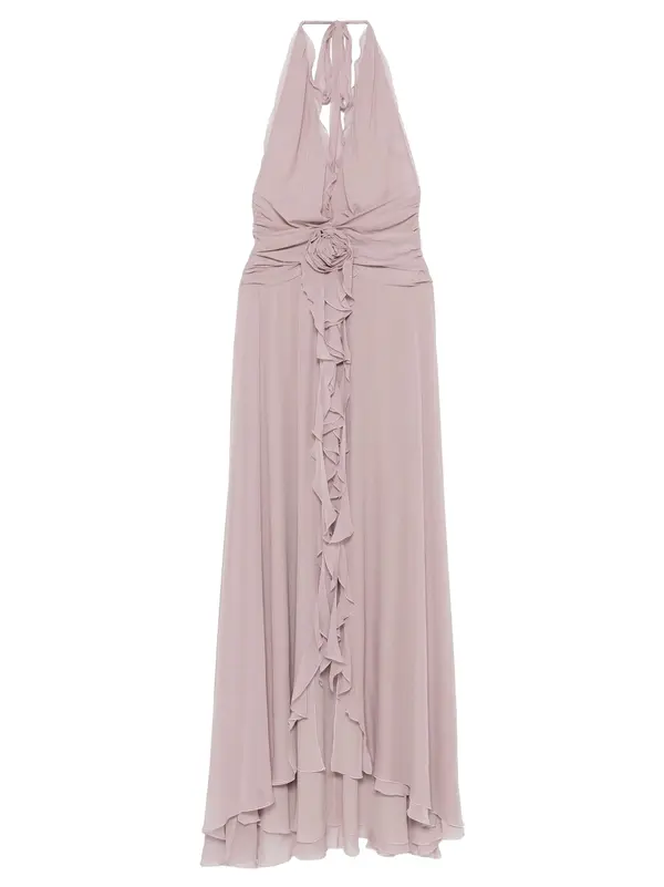 Blumarine Georgette Halterneck Dress - Grey