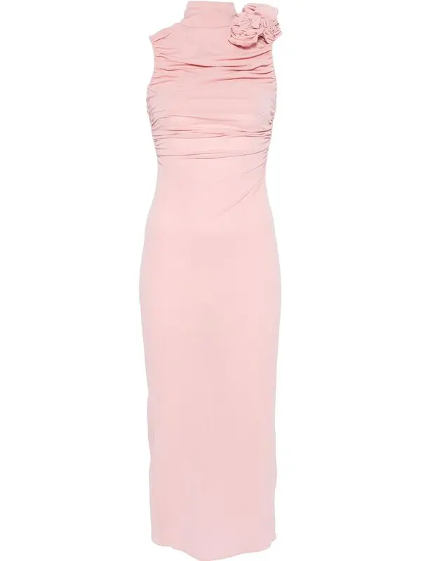 Magda Butrym Ruched Mock-neck Midi Dress - Pink