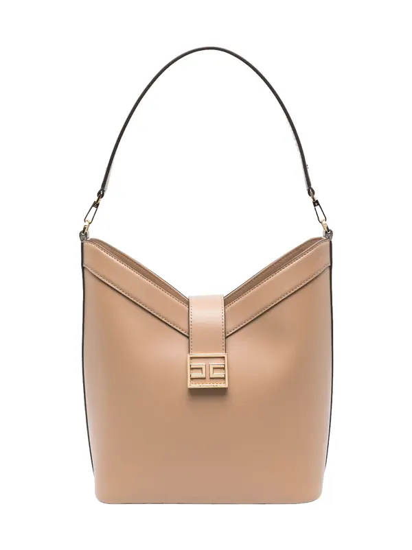 Elisabetta Franchi Logo-buckle Shoulder Bag - Neutrals