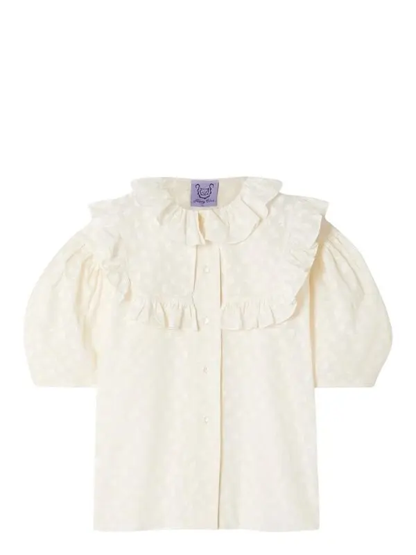 Thierry Colson Vanina Ruffled Floral-print Blouse - Off-white