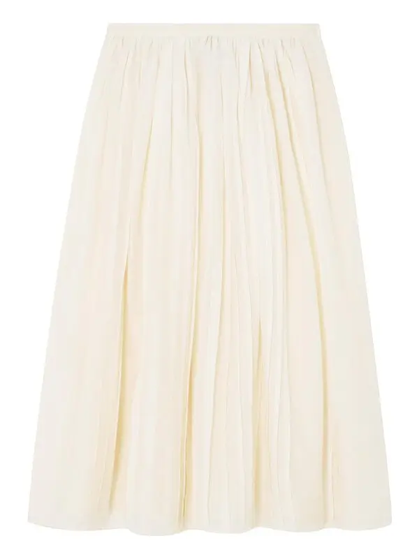 Thierry Colson Pintucked Cotton And Silk-blend Voile Skirt - Off-white