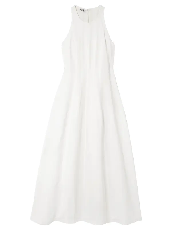 Brunello Cucinelli Paneled Twill Midi Dress - White