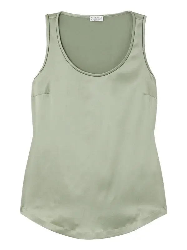 Brunello Cucinelli Bead-embellished Tank - Green