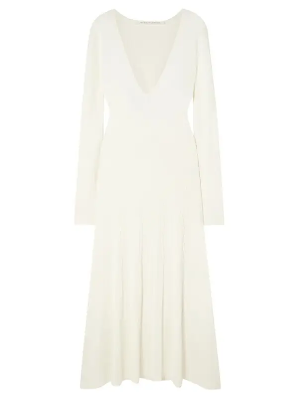 Maria Mcmanus Ribbed-knit Midi Dress - Off-white