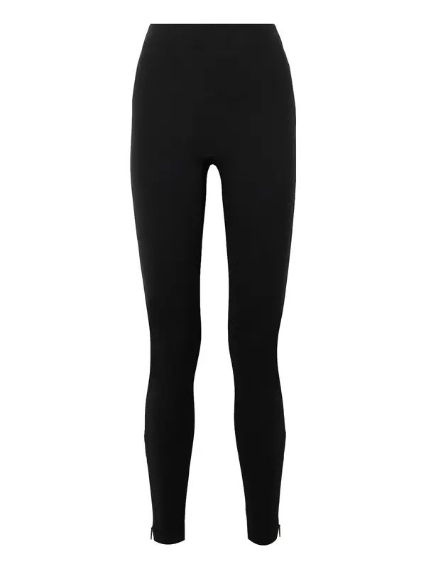 Spanx Spanxsupersmooth Perfectfit Zip-embellished Stretch-ponte Leggings - Black
