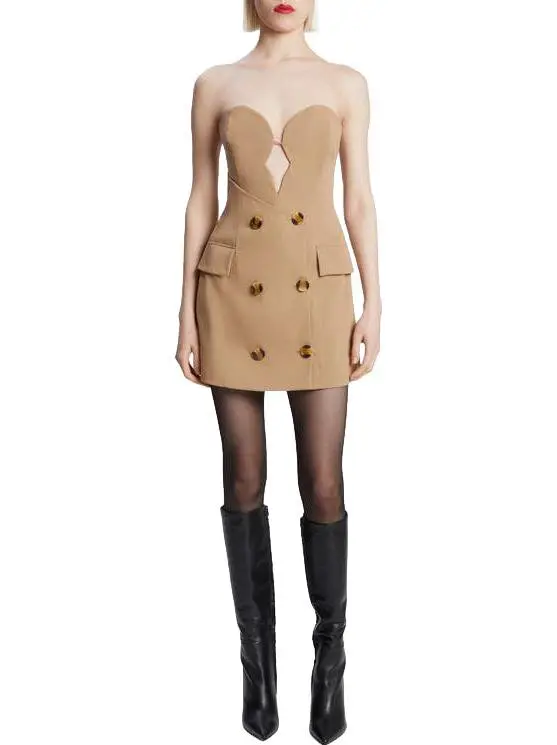 Bardot Lility Button-front Mini Dress - Camel
