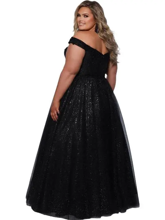 SYDNEY'S CLOSET Off-the-shoulder V-neckline Ballgown - Onyx