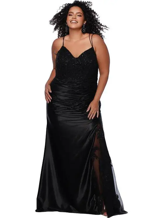 SYDNEY'S CLOSET V-neckline Fitted Gown - Onyx