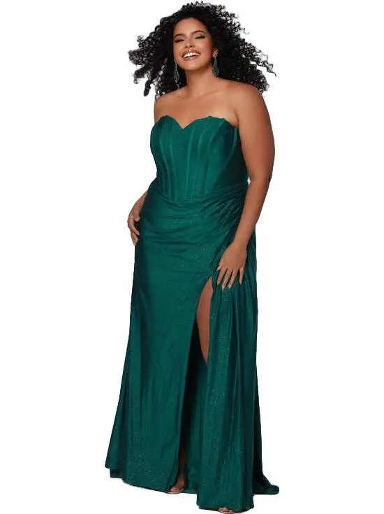SYDNEY'S CLOSET Strapless Corset Gown - Emerald