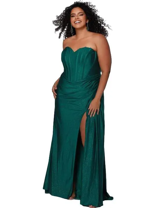 SYDNEY'S CLOSET Strapless Corset Gown - Emerald