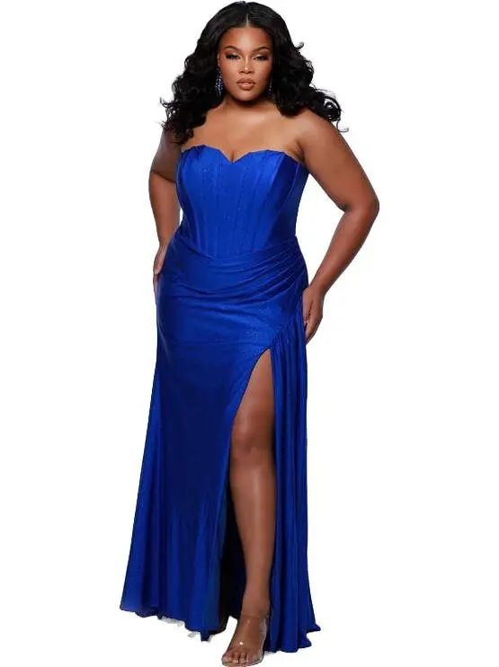 SYDNEY'S CLOSET Strapless Corset Gown - Sapphire