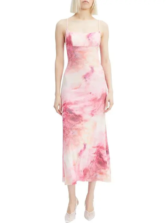 Bardot Adoni Printed Mesh Midi Dress - Pink Tie Dye